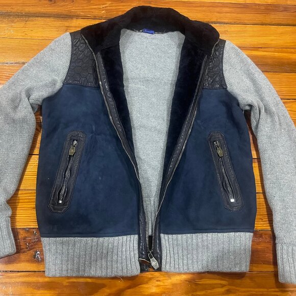 Angelo Galasso | Jackets & Coats | Angelo Galasso Blue Lamb Suede ...